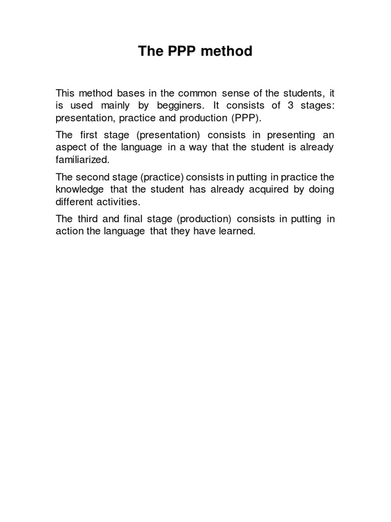 The PPP Method | PDF