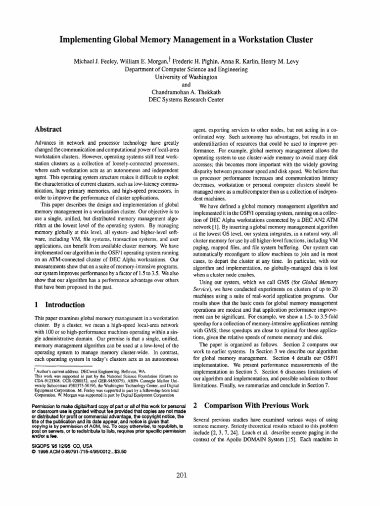 Implementing Global Memory Management in A Workstation Cluster | PDF | Computer Cluster | Cache ...