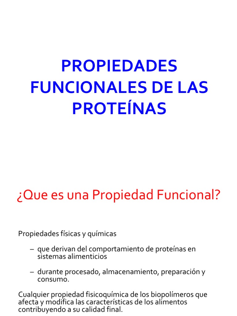 Propiedades Funcionales de Las Proteínas | PDF | Proteínas | Solubilidad