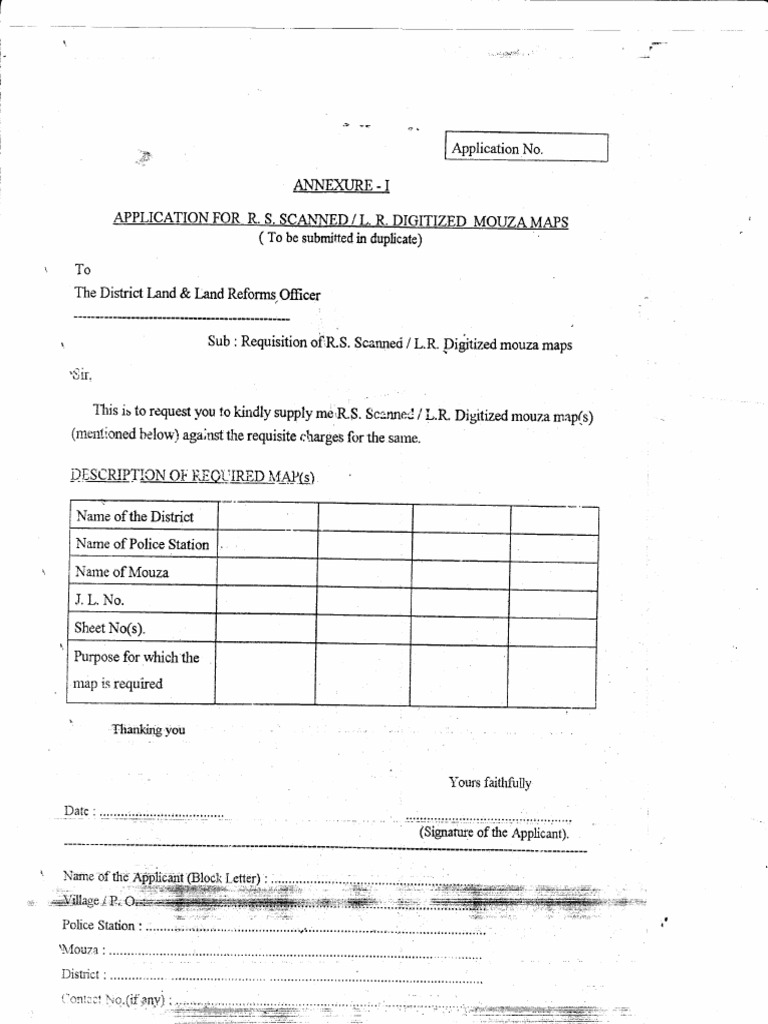Application Form For Mouza Map | PDF