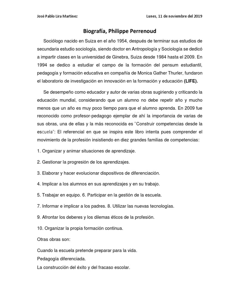 Biografía Phillippe Perrenoud | PDF | Ciencia y matemáticas