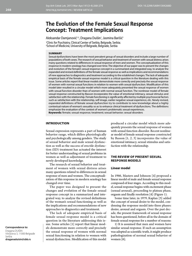 Non Lineal Model of Sexual Response Basson | PDF | Sexual Arousal ...