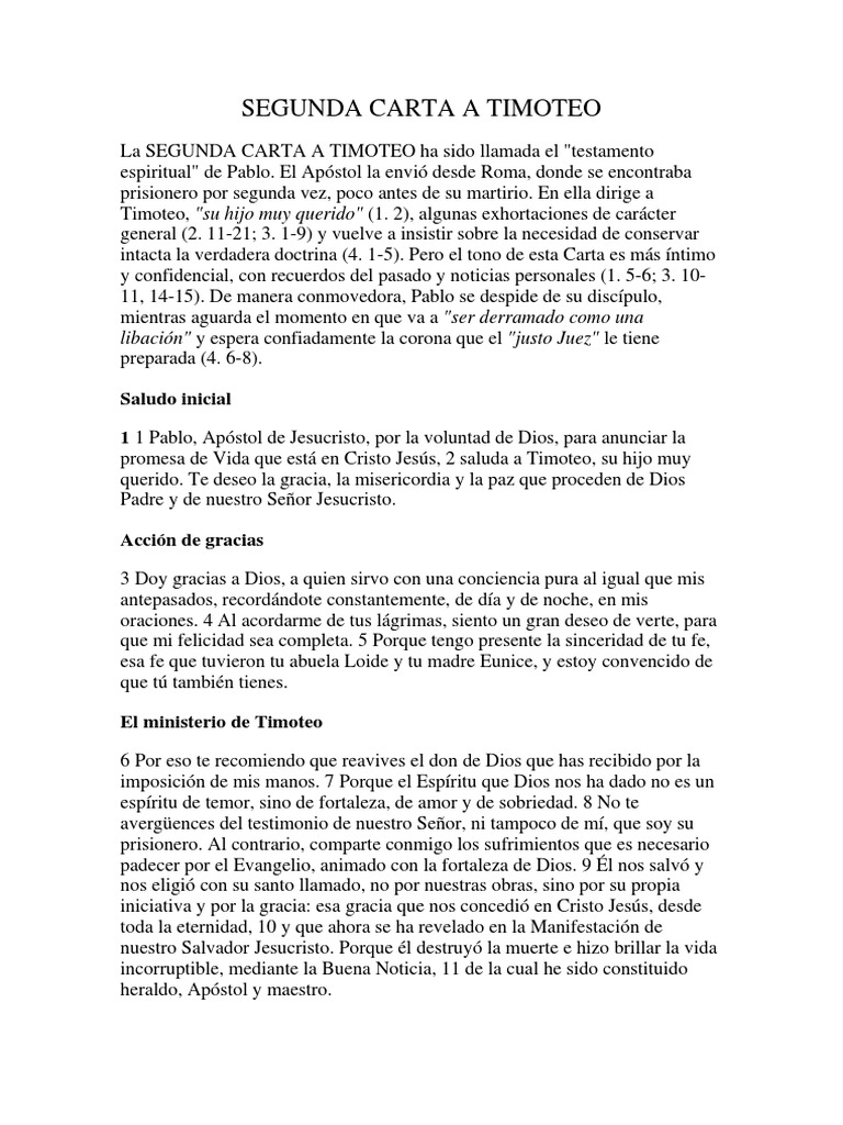 Segunda Carta A Timoteo | PDF | Fe | Jesús