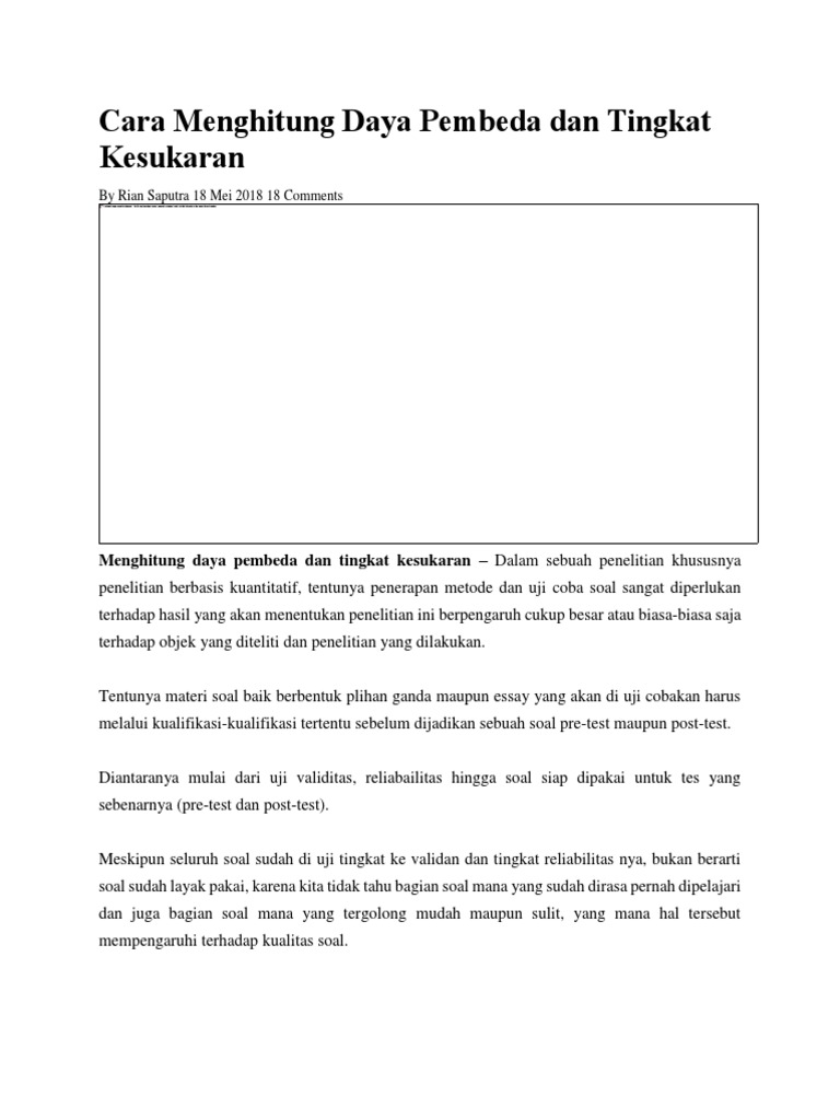 Rumus Daya Pembeda dan Kesukaran Soal | PDF