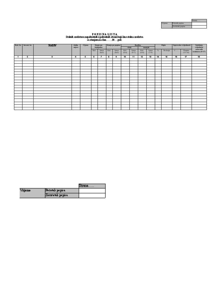 Popisna Lista | PDF