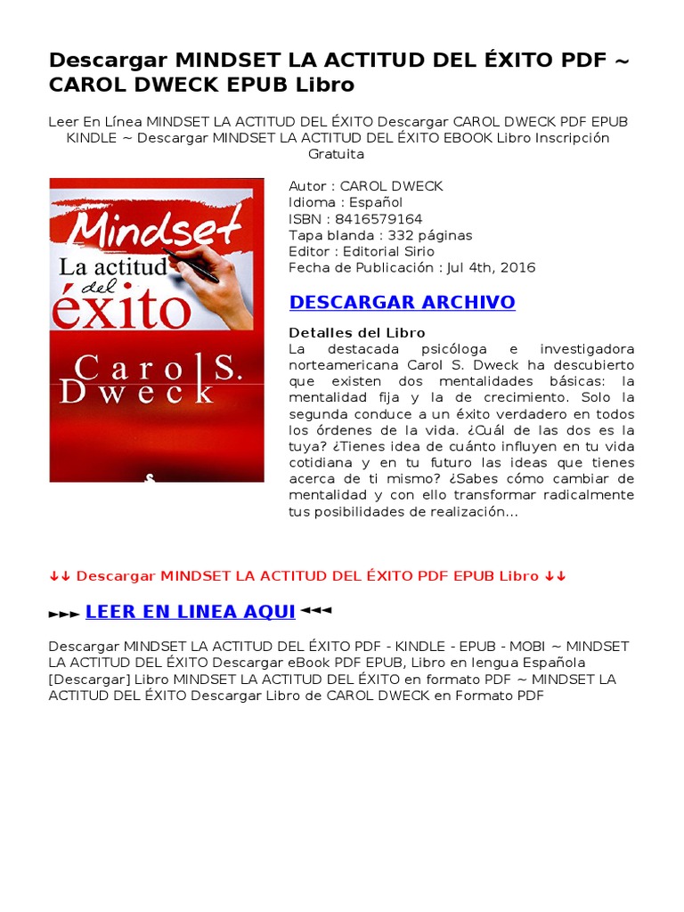 Mindset: Actitud del Éxito PDF Gratis | PDF