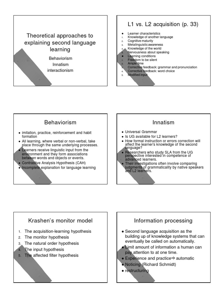 Theoretical Approaches To Explaining Second Language Learning PDF | PDF | Second Language ...