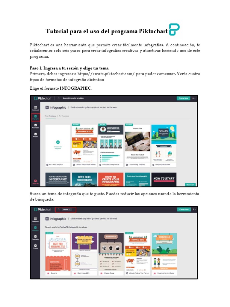 Tutorial para El Uso Del Programa Piktochart | PDF | Software | Informática