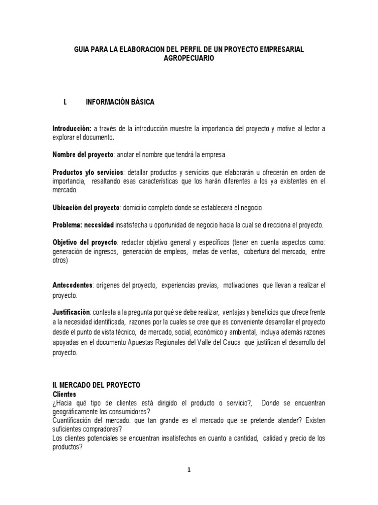 Perfil de Un Proyecto | PDF | Mercado (economía) | Microeconomía