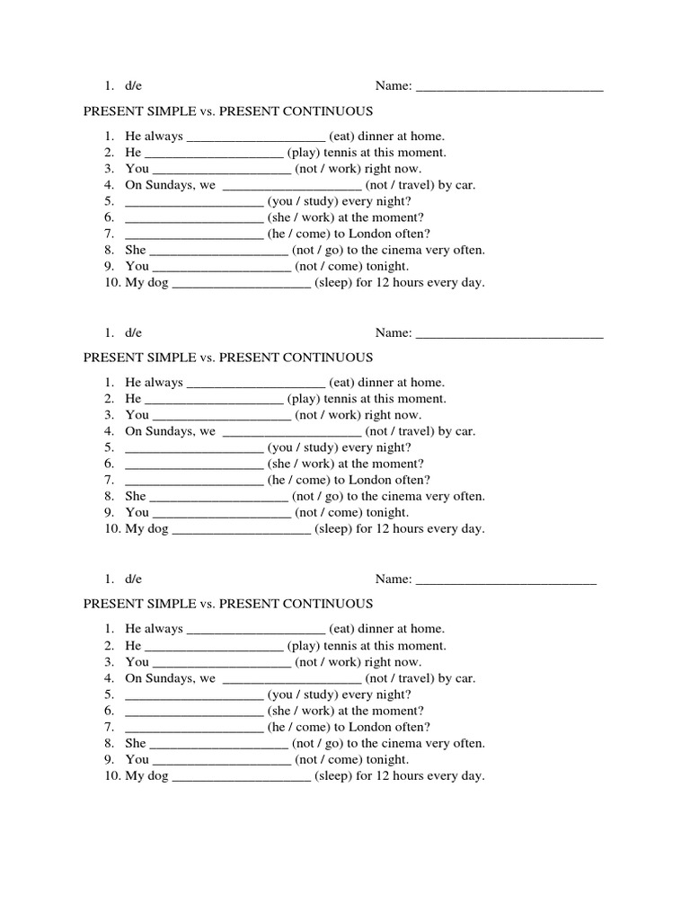 Present Simple Vs Present Continuous | PDF