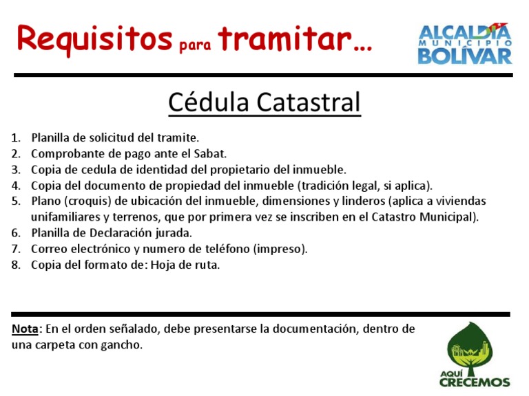 Requisitos Cédula Catastral. 13agosto2019 | PDF | Derecho | Tecnología