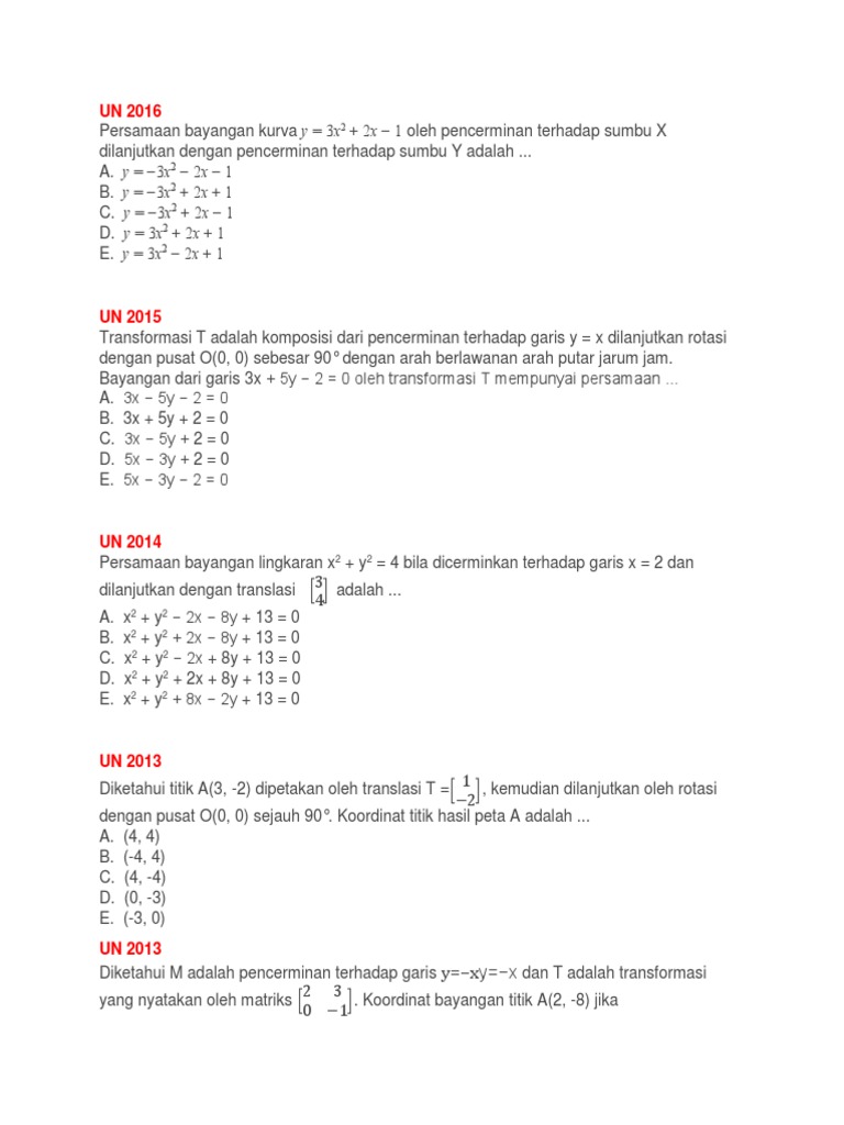 Soal Transformasi Geometri | PDF
