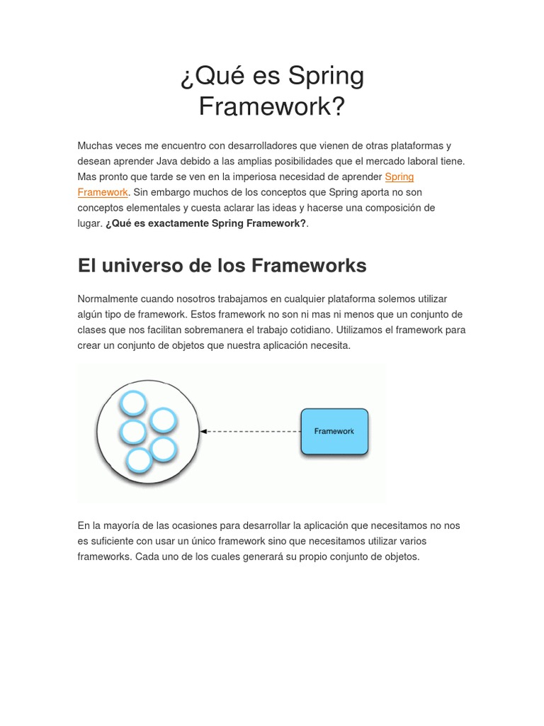 Qué Es Spring Framework | PDF | Spring Framework | Marco de software Qué Es Spring Framework | PDF | Spring Framework | Marco de software