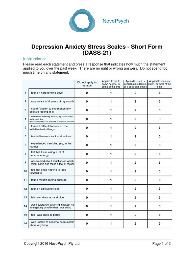 Dass-21 Template | PDF | Subjective Experience | Positive Psychology