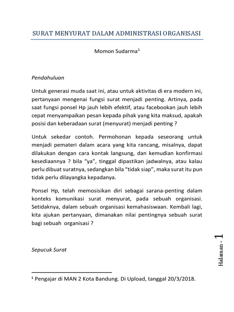 Surat Menyurat Dalam Administrasi Organi | PDF
