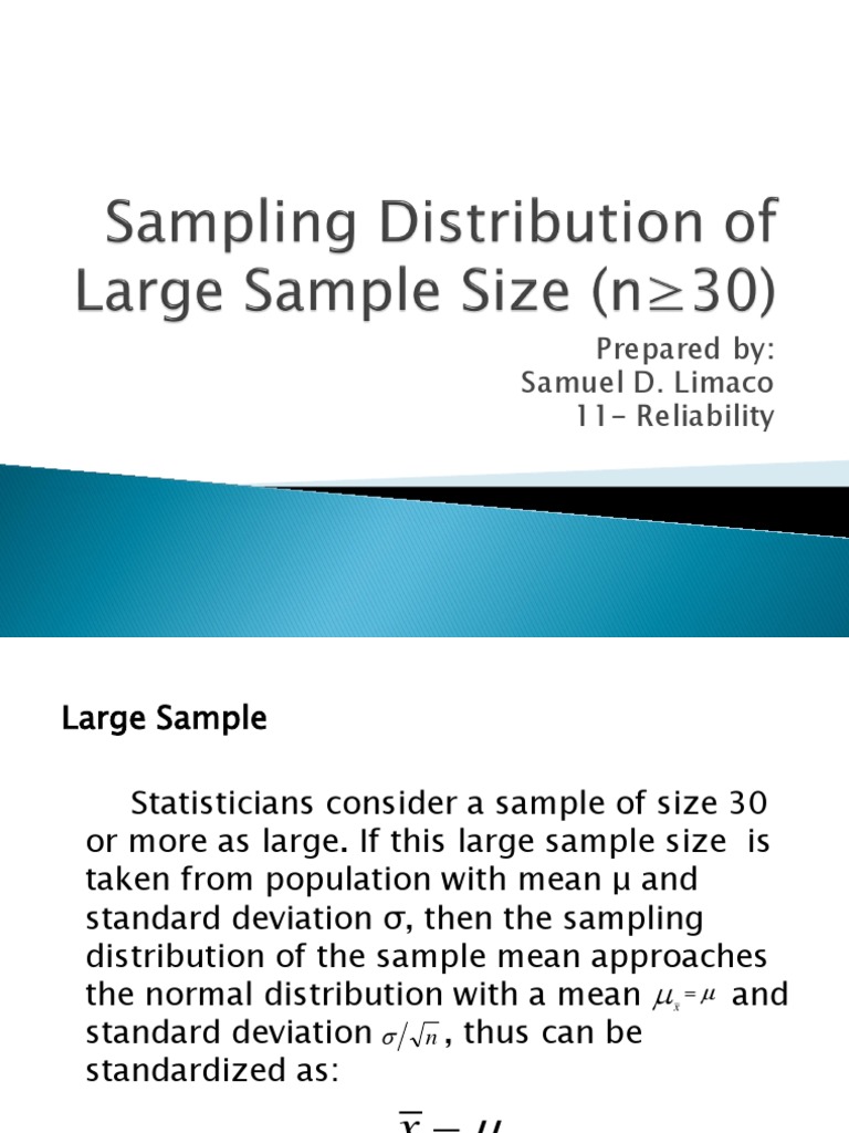 Sampling Distribution of Large Sample Size (N | PDF | Normal ...