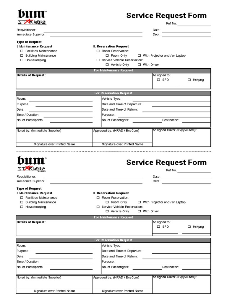 Service Request Form Template | PDF | Land Transport | Transport