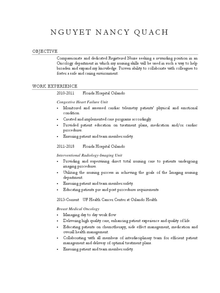Nancy Resume | PDF | Nursing | Patient