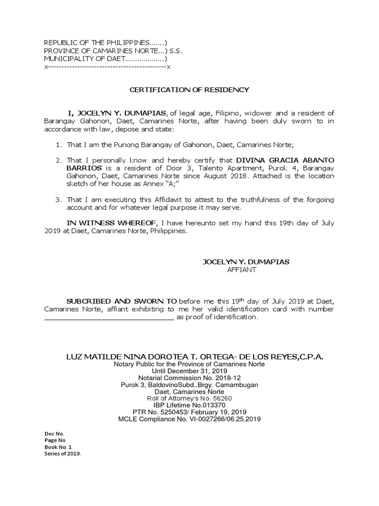 Affidavit-Barangay Capt2 | PDF | Law