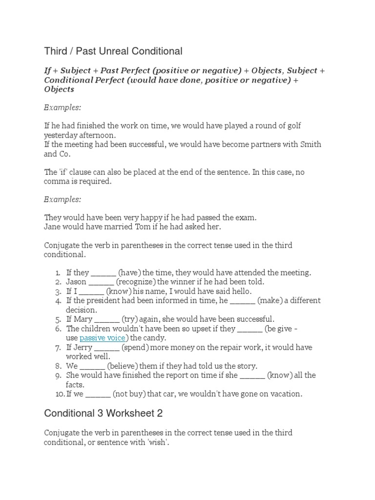 Past Conditionals | PDF | Grammatical Tense | Verb