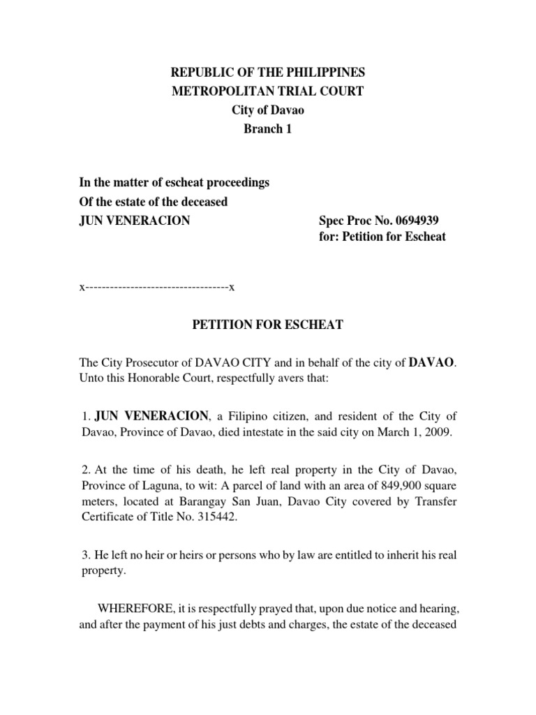 10 Petition-For-Escheat | PDF