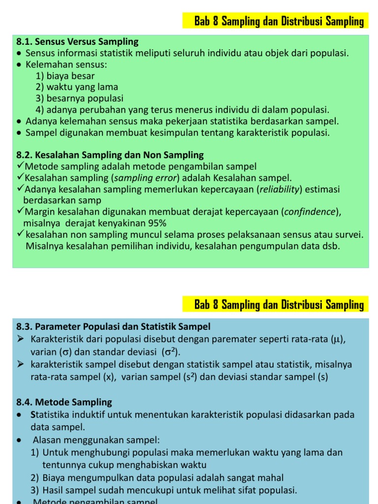 Bab 8 Sampling Dan Distribusi Sampling | PDF