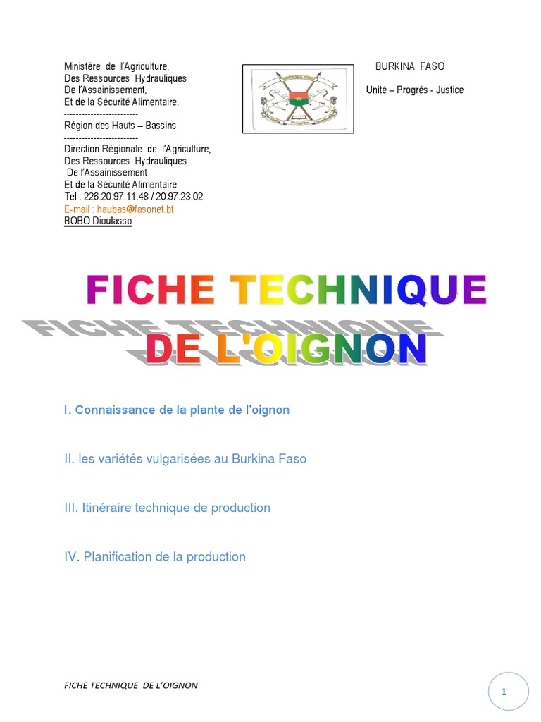 Fiche Technique Sur Loignon R | PDF | Oignon | Sol (pédologie)