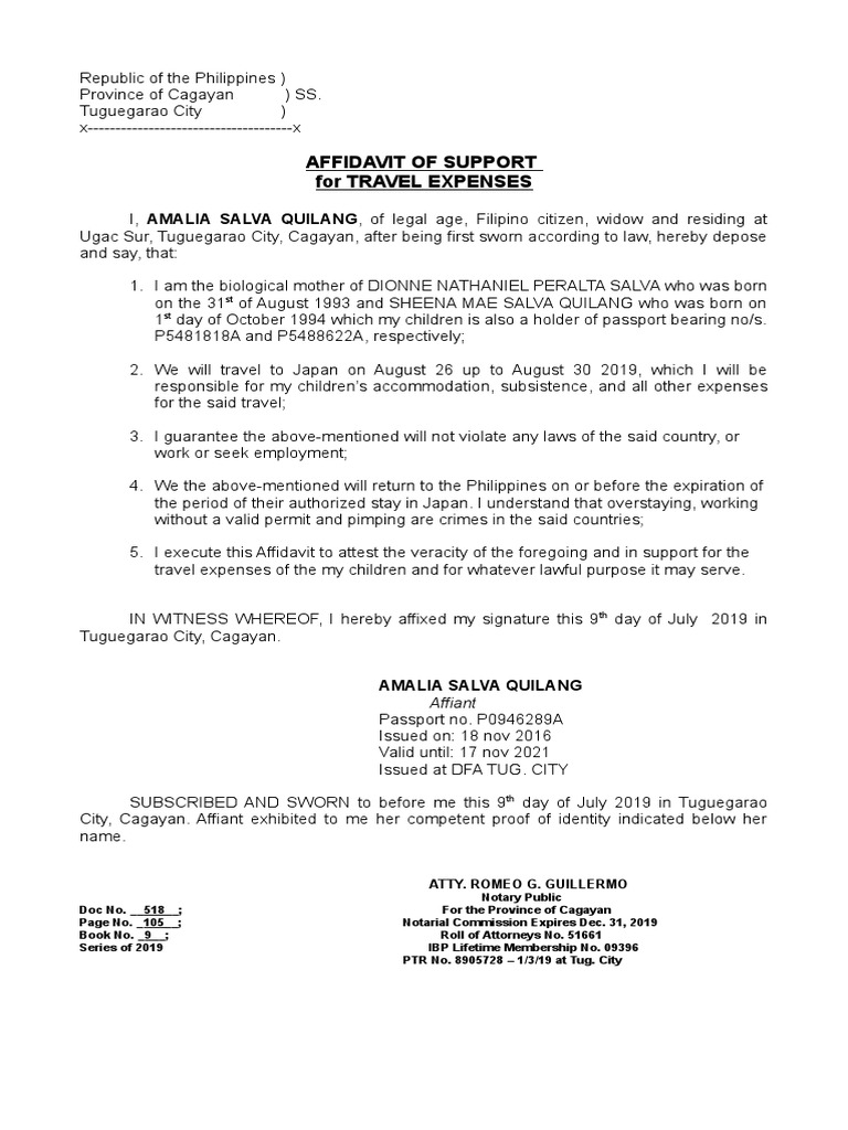 Affidavit of Support | PDF | Affidavit | Document