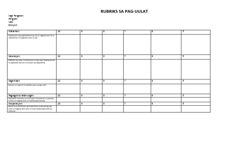 Rubriks Sa Pag-Uulat | PDF