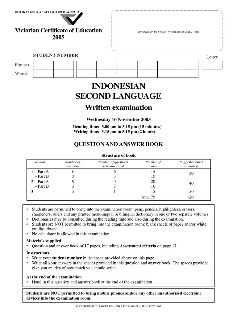 2005indonSL Indd | PDF | Indonesian Language | Test (Assessment)
