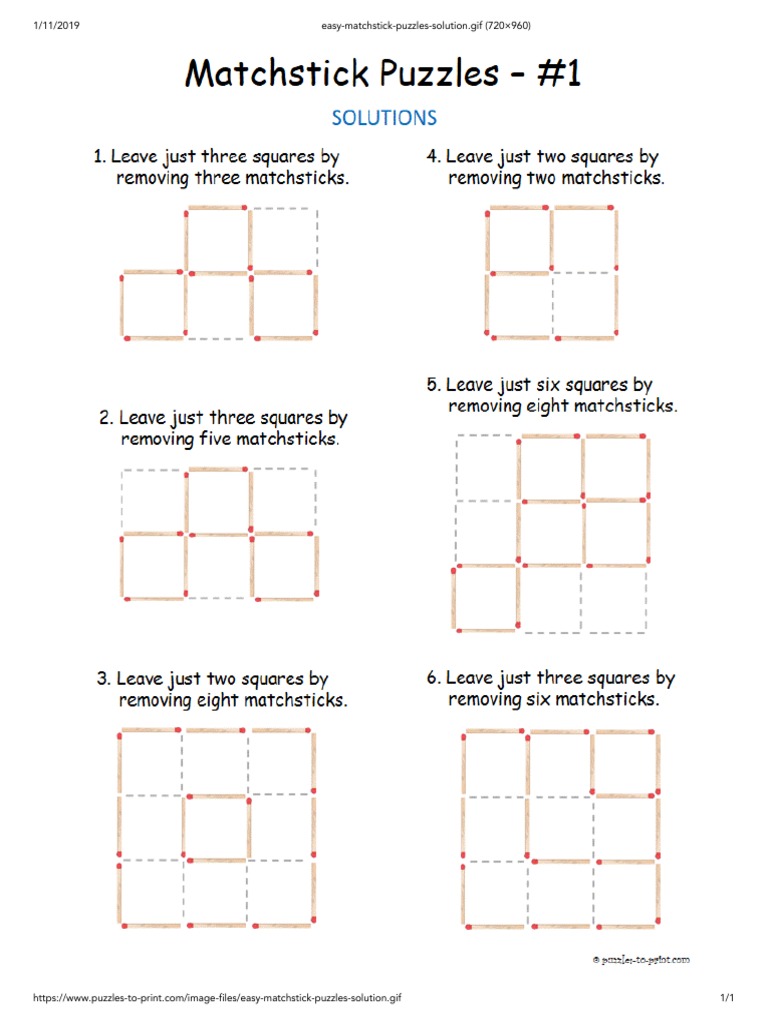 Easy Matchstick Puzzles Solution1 | PDF