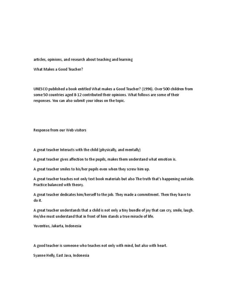 A Good Teacher Pdf Teachers Classroom