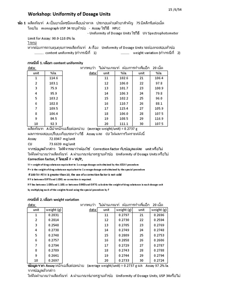 Uniformity of Dosage Units_workshop