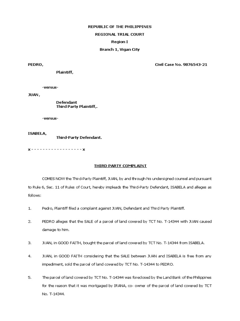 Third Party Complaint | PDF