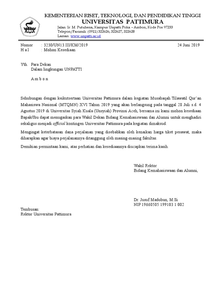 Surat Permintaan Keikutsertaan para WD3 | PDF