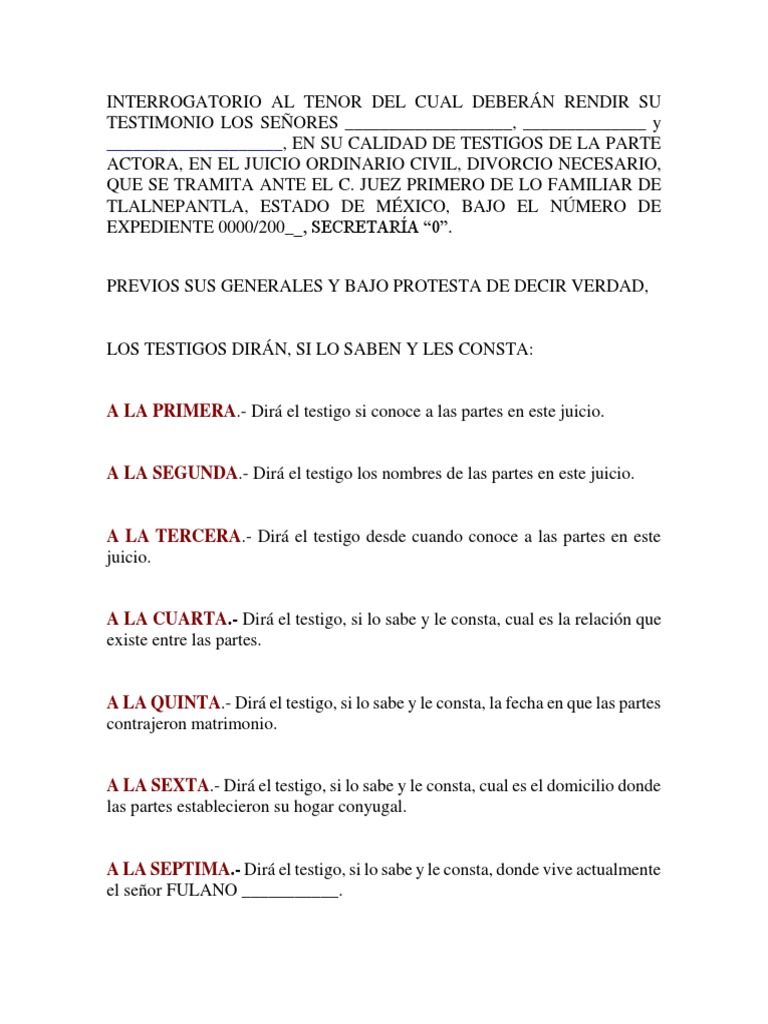 Formato de Interrogatorio | PDF