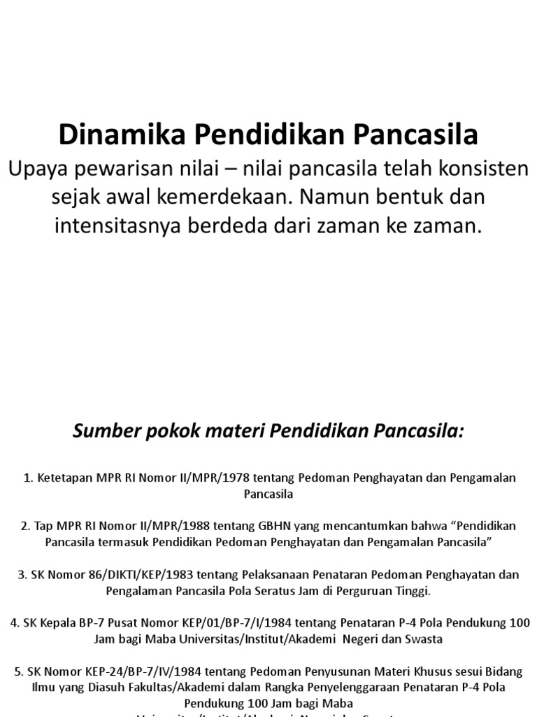Dinamika Pendidikan Pancasila | PDF
