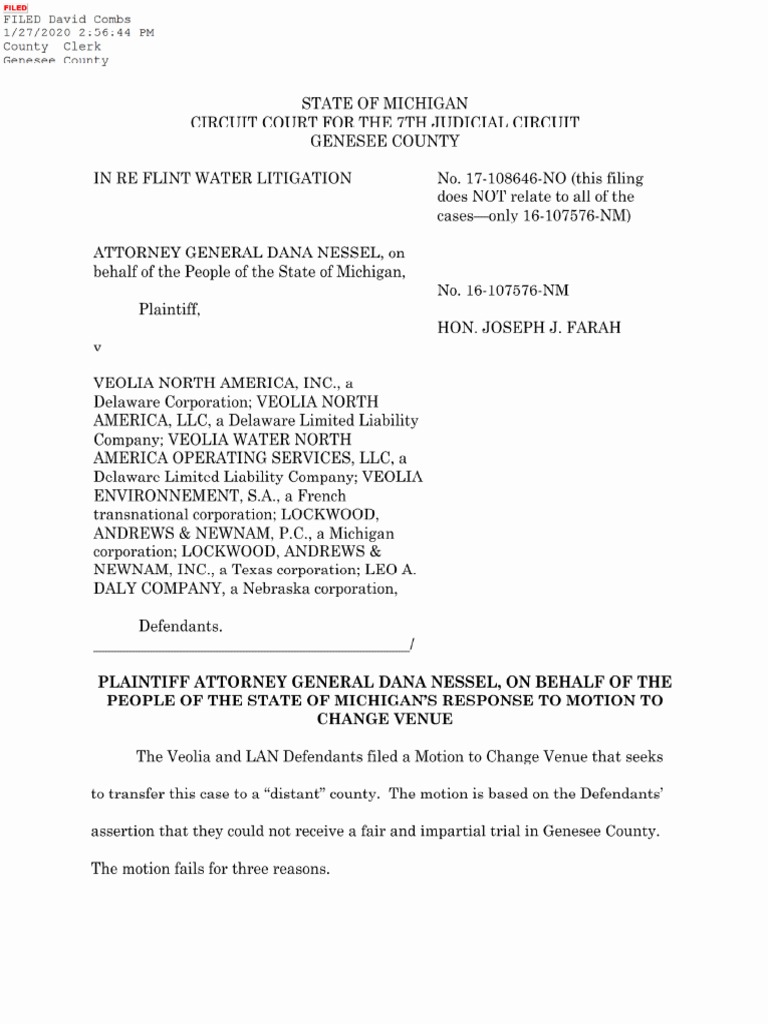 PL AG & State of MI Response - To Motion To Change Venue 2020-01-27 ...