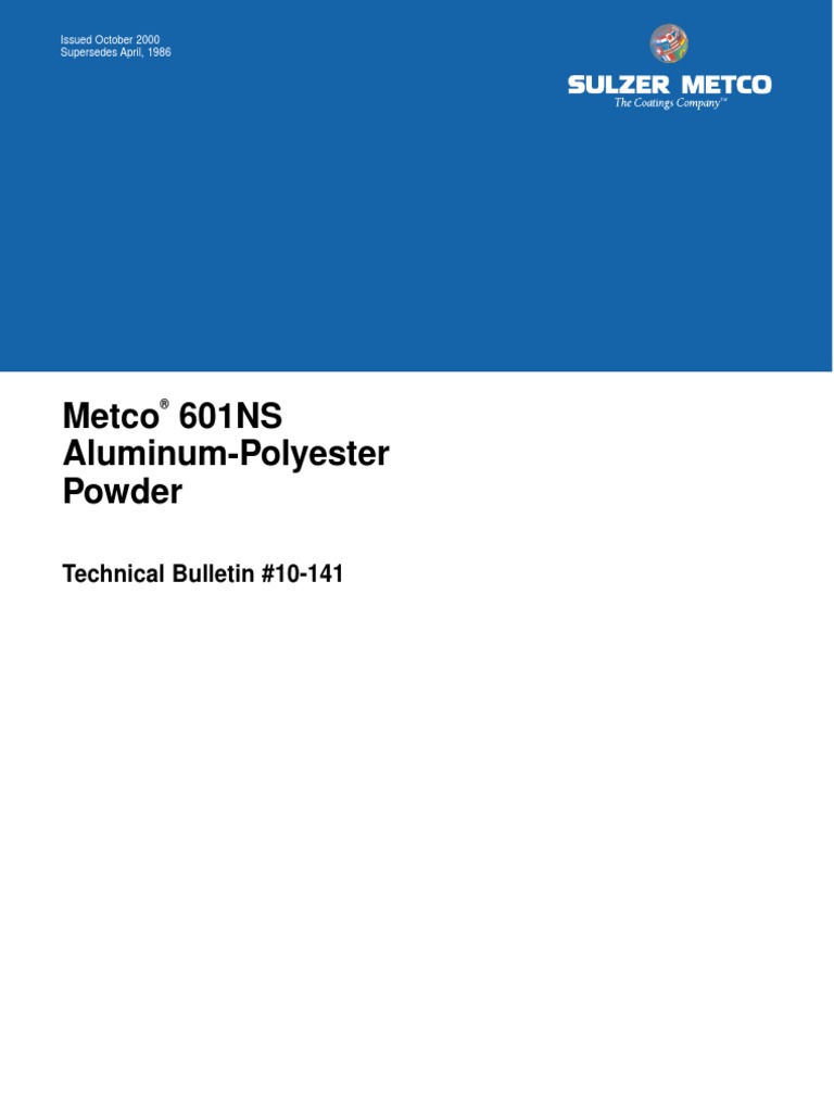 Metco®601NS 10-141 | PDF | Hardness | Materials