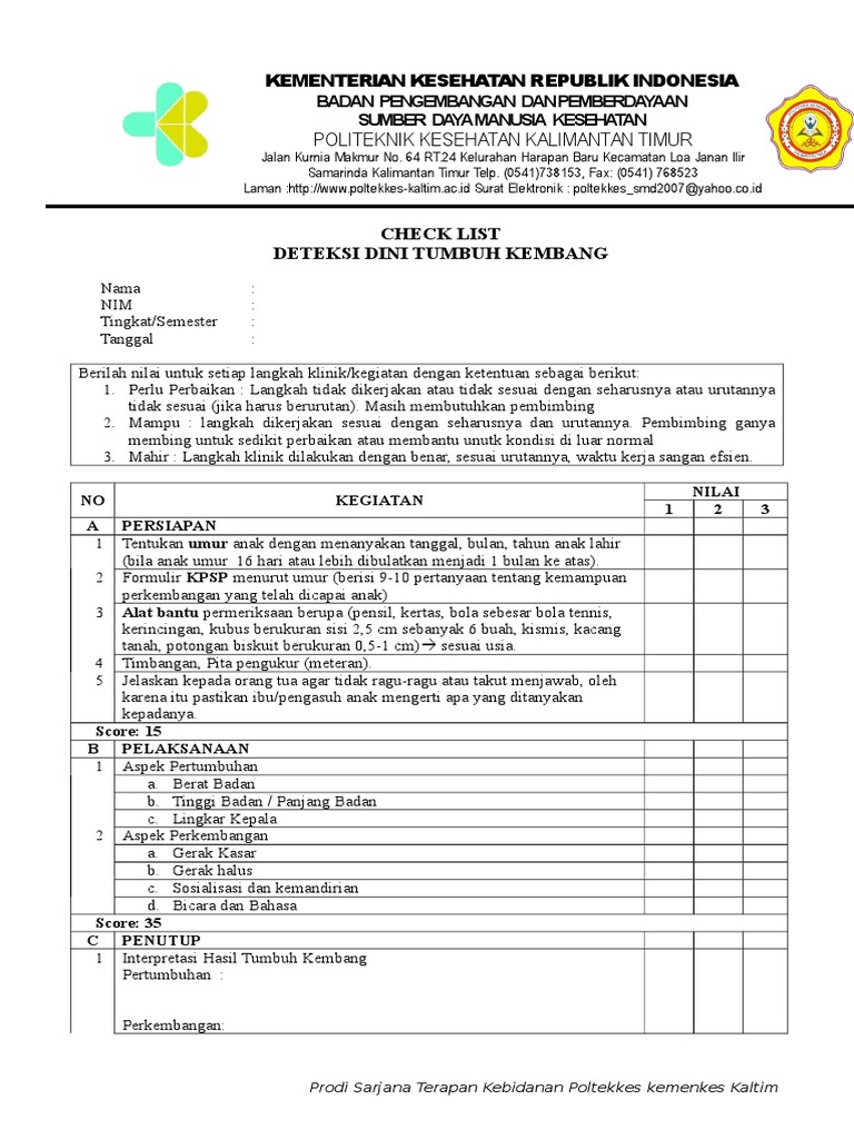 Check List KPSP | PDF