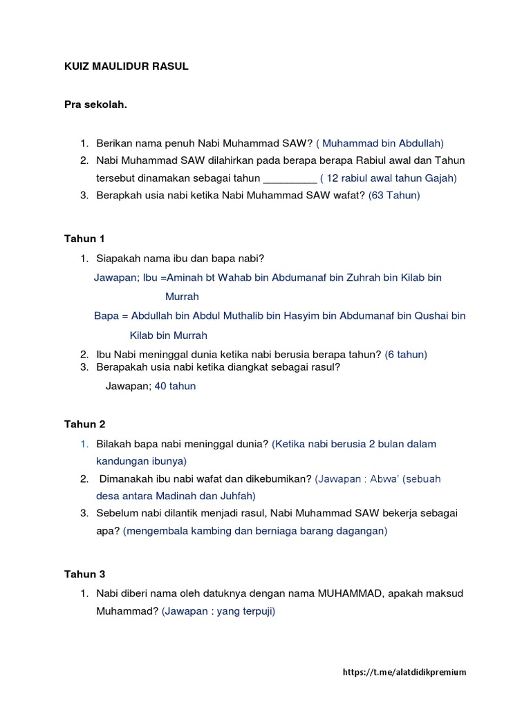 4 Kuiz Maulidul Rasul PDF | PDF | Agama & Spiritualitas