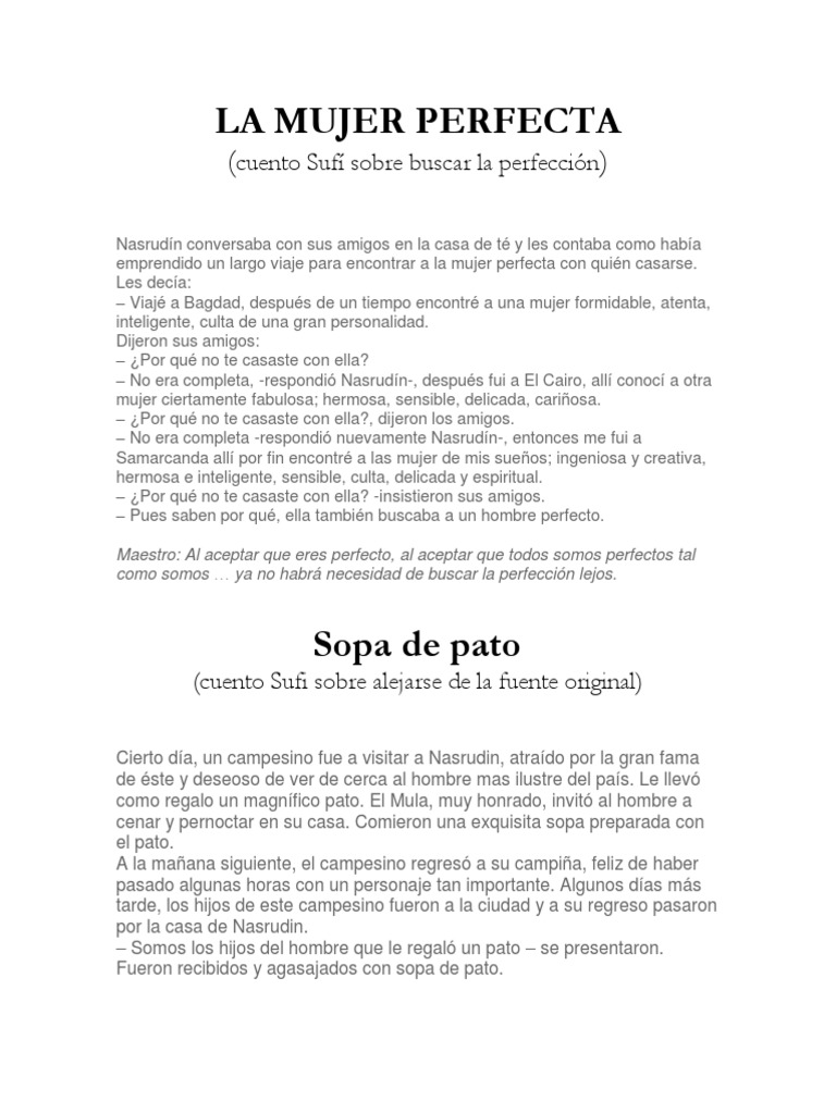 Cuentos Sufíes de Nasrudín sobre la Perfección | PDF