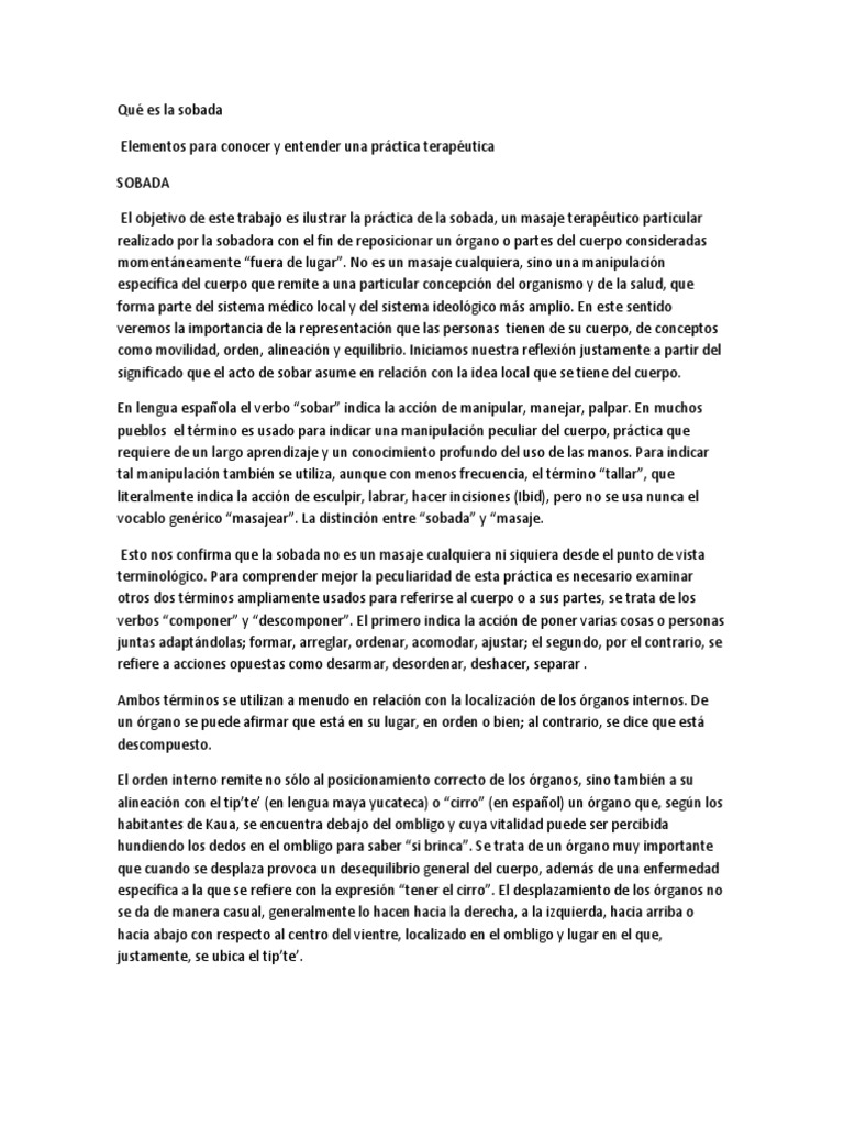 Qué Es La Sobada | PDF | Parto | Partería