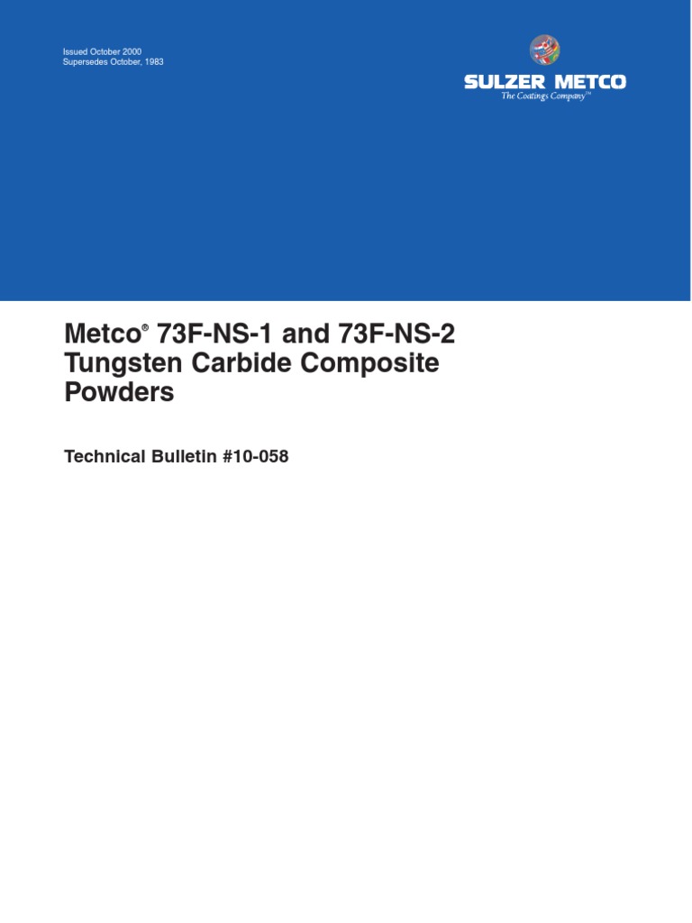 Metco®73F-NS-1 (-2) 10-058 PDF | PDF | Tungsten | Wear