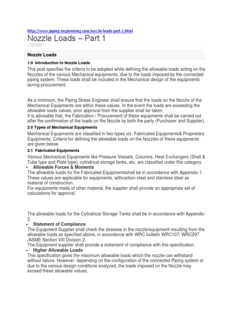 Nozzle Load | PDF | Pump | Bending