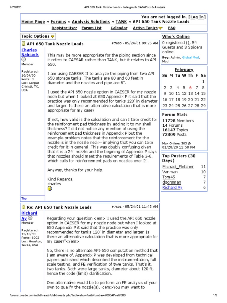 API 650 Tank Nozzle Loads - Can Not Use WRC For Tank Nozzle Check | PDF ...