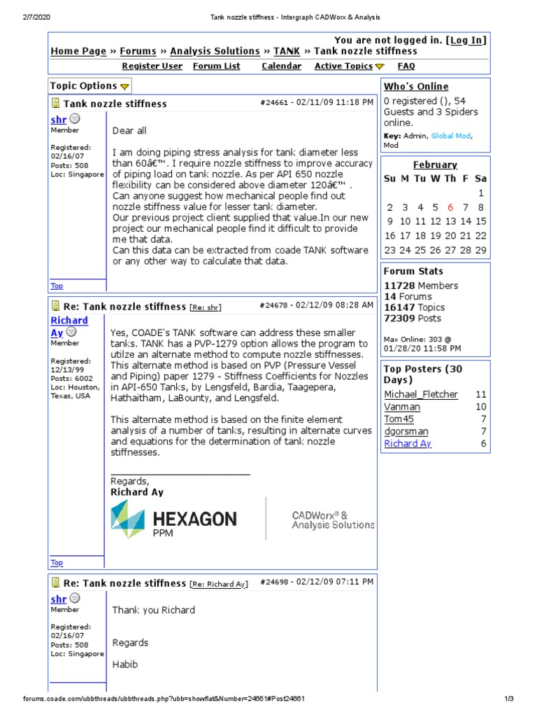 Tank Nozzle Stiffness Under and Above 36m Diameter - Intergraph CADWorx ...