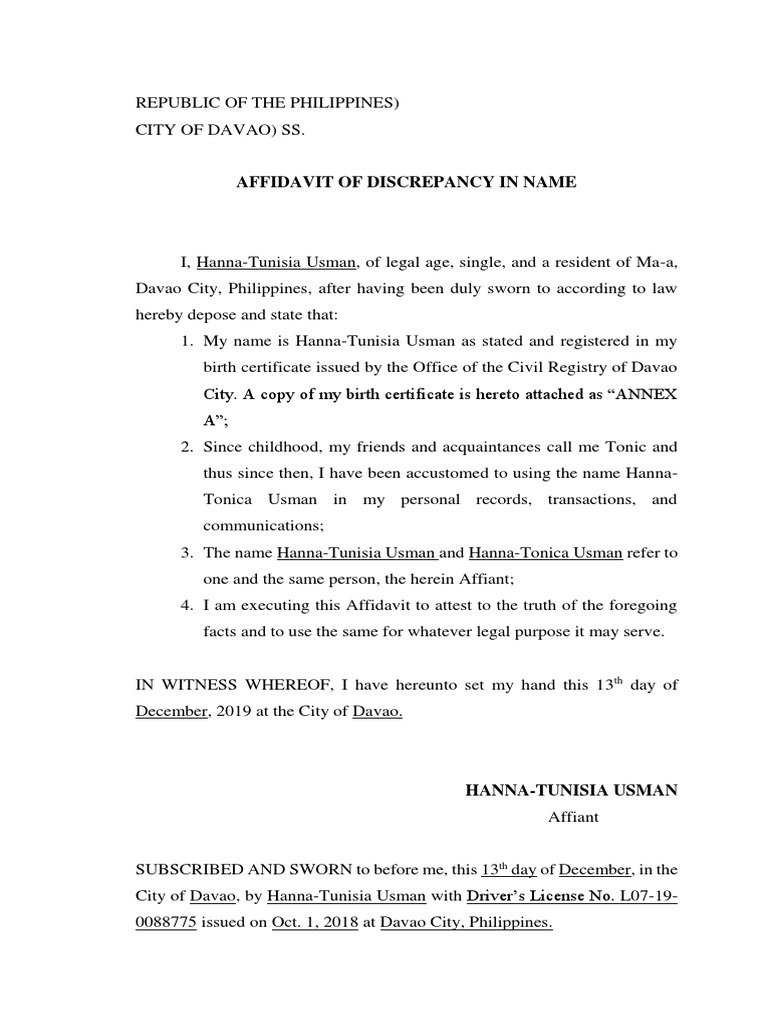 Affidavit of Discrepancy | PDF