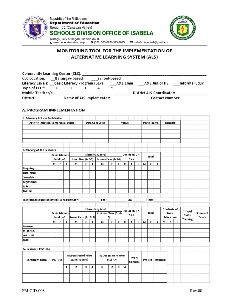 FM CID 08 Monitoring Tool For ALS | PDF | Behavior Modification | Learning