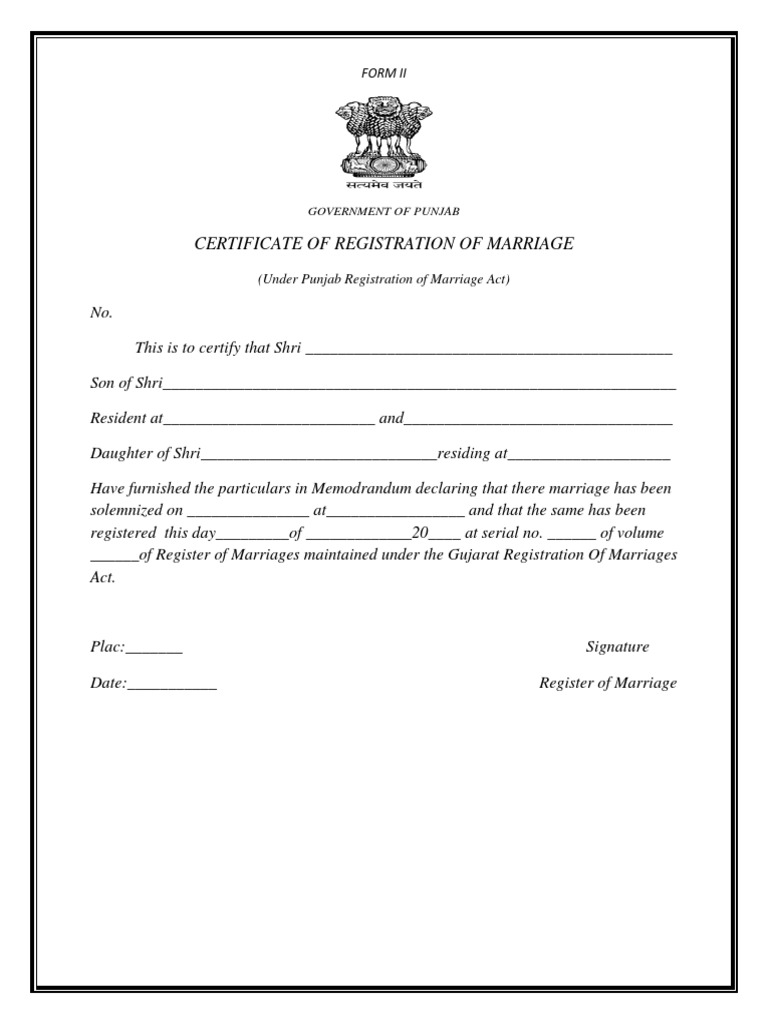 Marriage Certificate | PDF